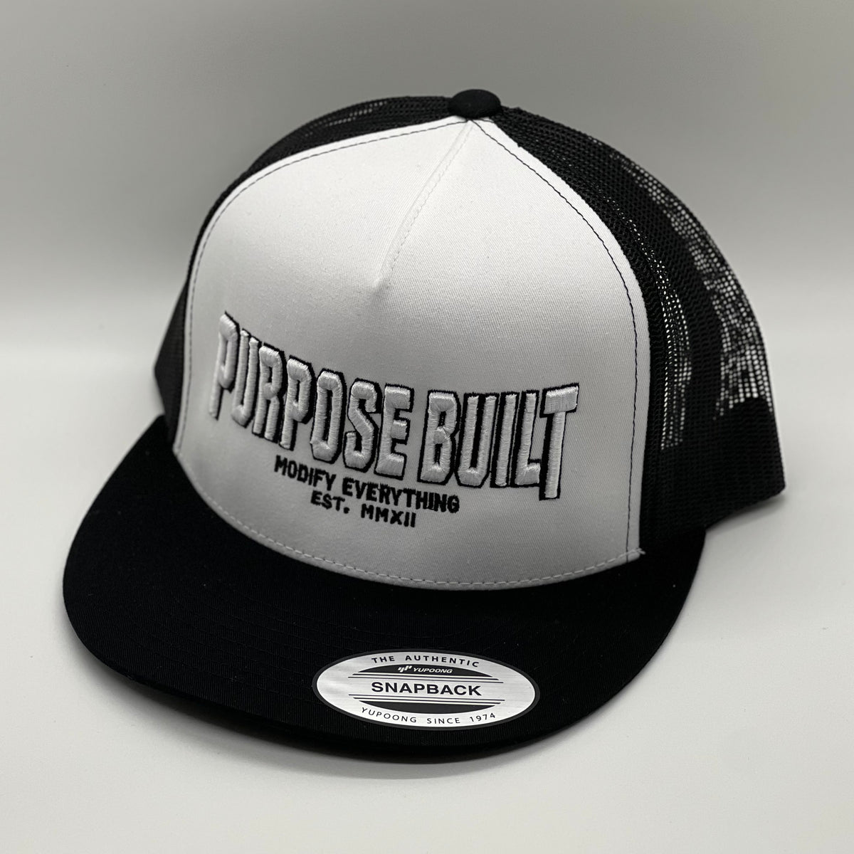 PURPOSE BUILT "BIG BLOCK" SNAPBACK BLACK / WHITE – Purpose Built ...